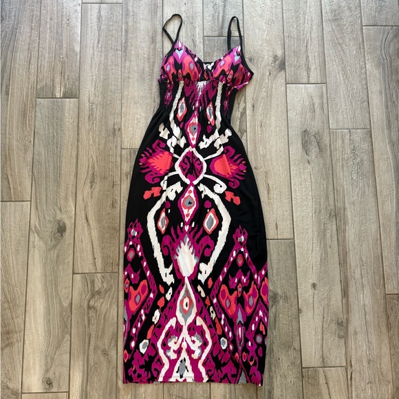 Snap | Dresses | Snap Vibrant Pink And Black Maxi Dress | Poshmark
